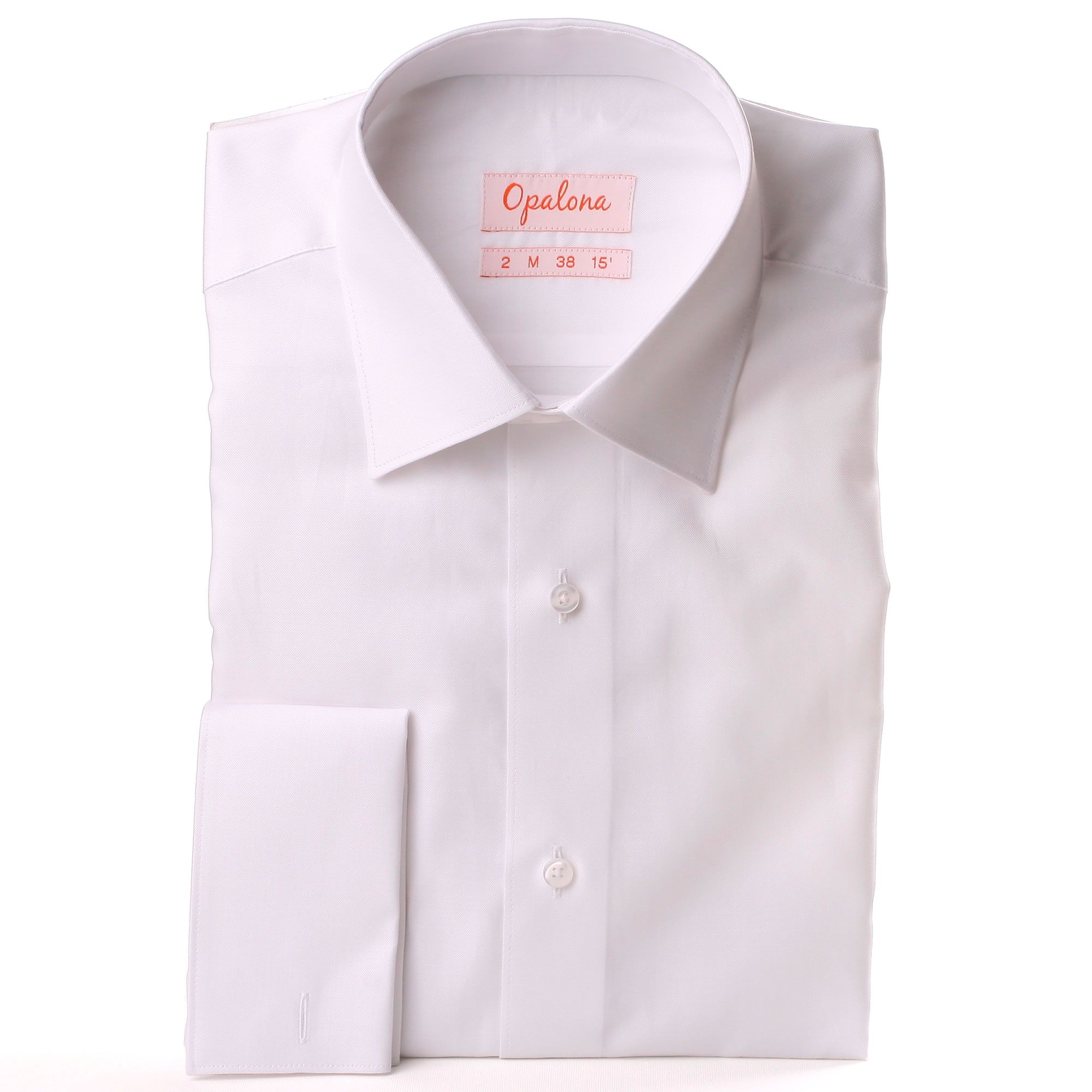 Chemise blanche à poignets mousquetaires tissu Pin point